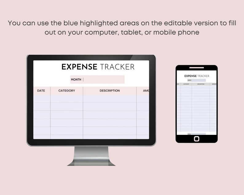 Expense Tracker Printable, Editable PDF, Expense Log, Monthly Expense ...
