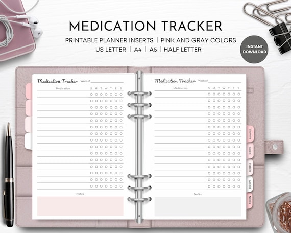 Medication Tracker Printable Planner Inserts Medication | Etsy