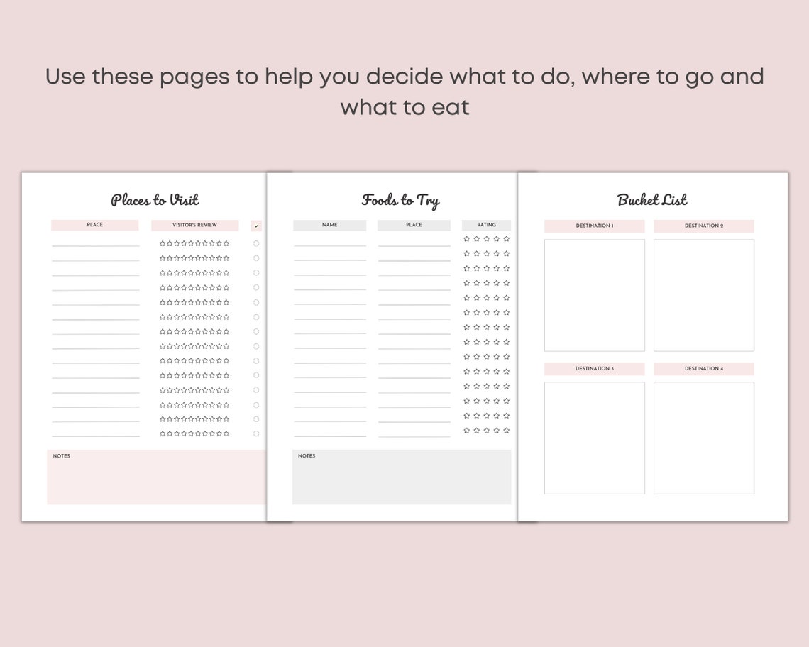 Travel Planner Printable, Trip Planner, Vacation Planner, Bucket List ...