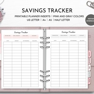 Savings Tracker Printable, Savings Goals, Planner Inserts, US Letter ...