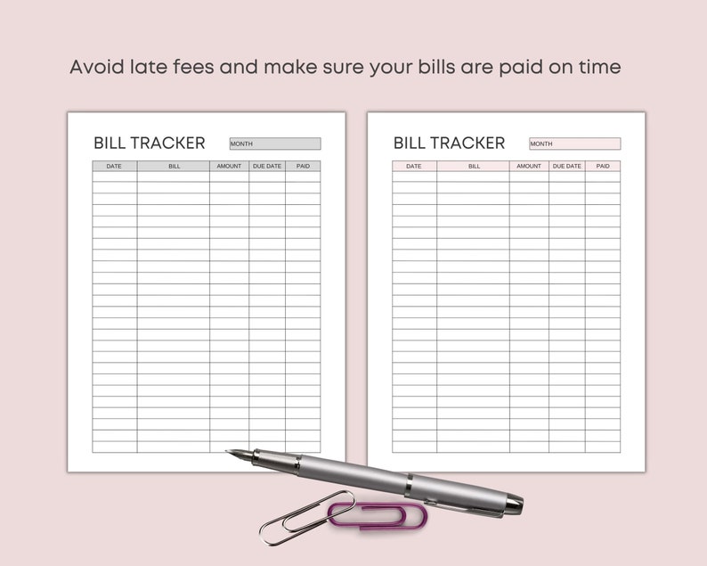 Bill Tracker Printable, Monthly Bill Tracker, Editable and Fillable PDF ...
