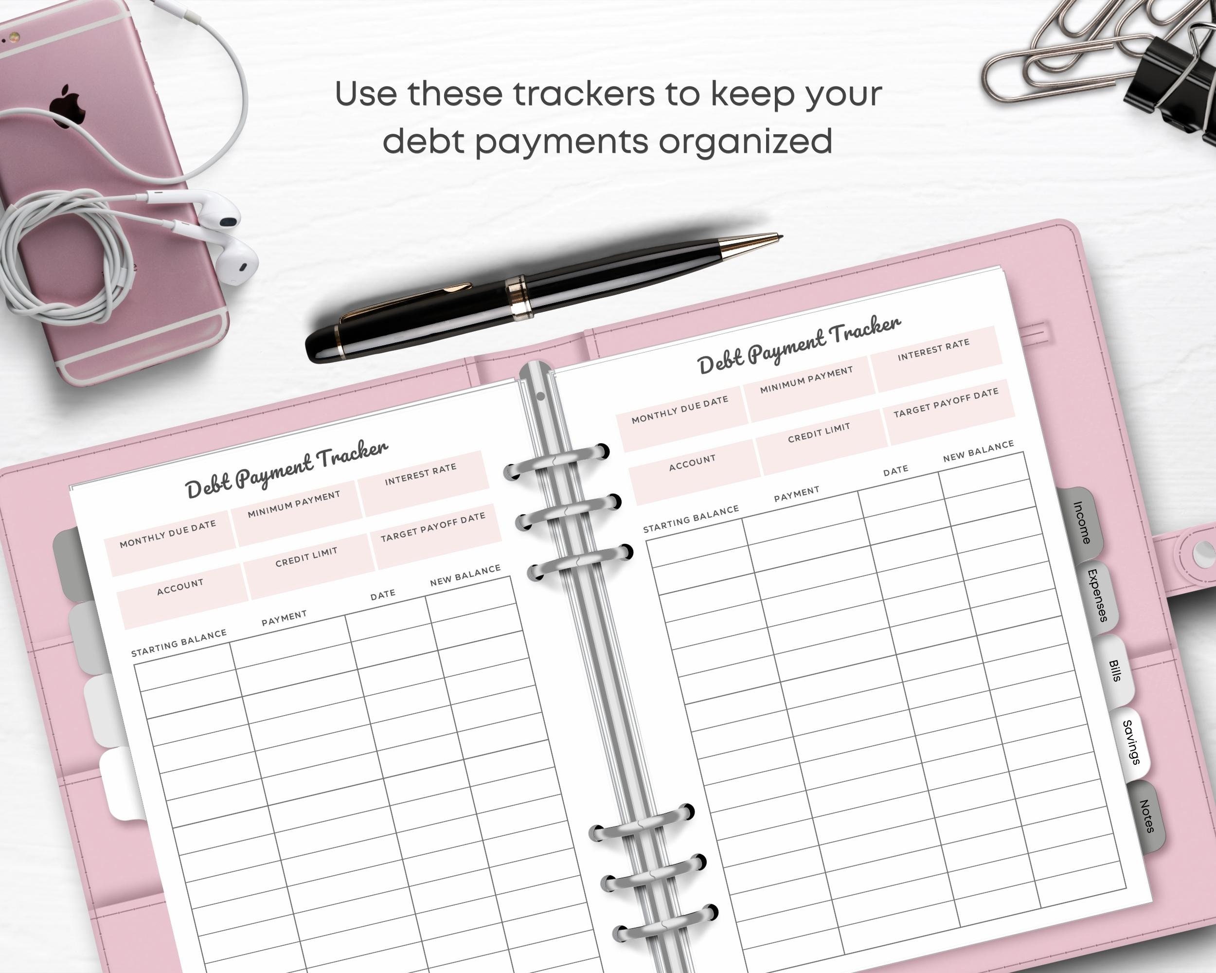 Debt Payment Tracker Printable, Planner Inserts, Debt Payment Log, Debt ...