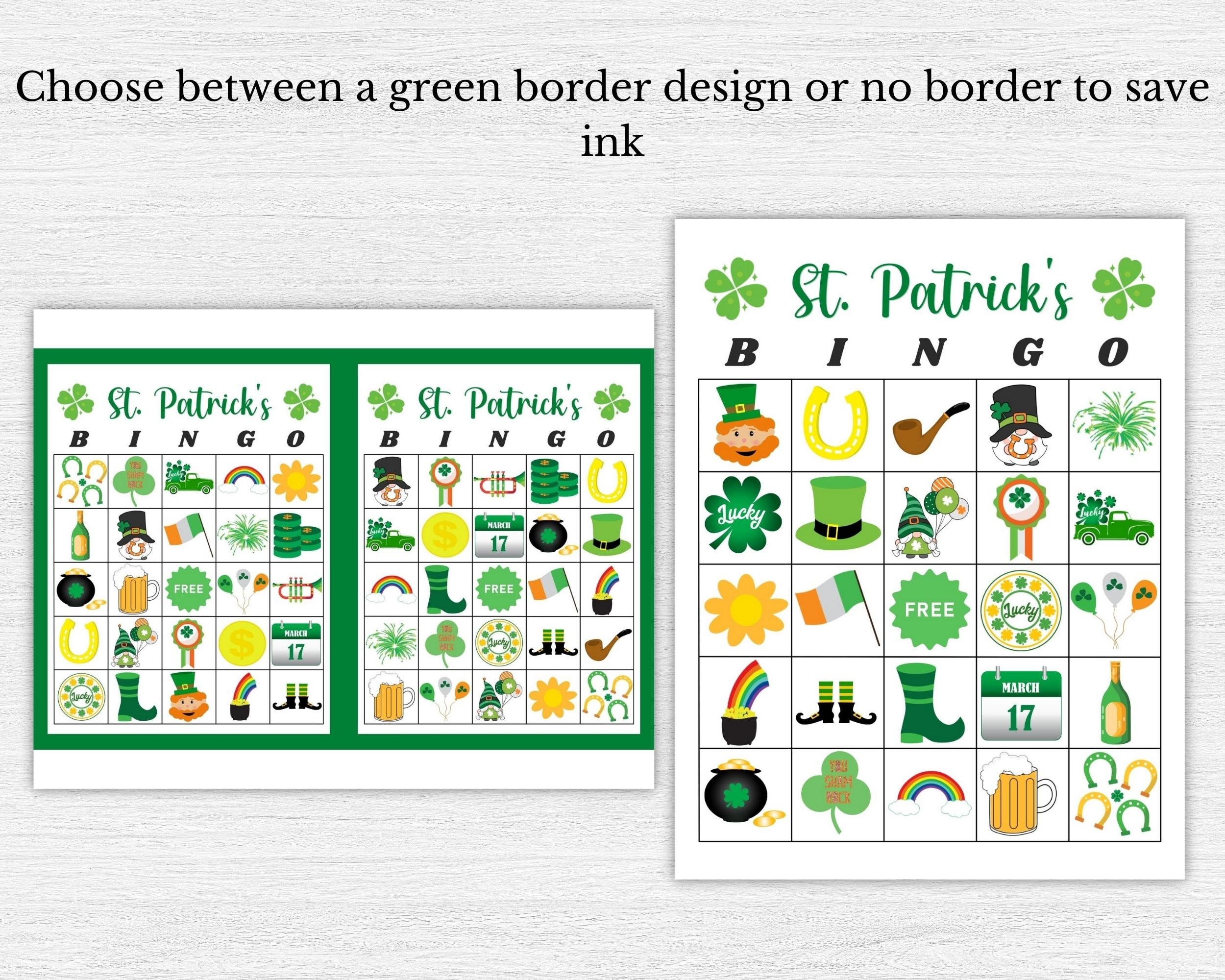 St. Patrick's Bingo Cards Printable, St. Patty's Games, St. Patrick's ...