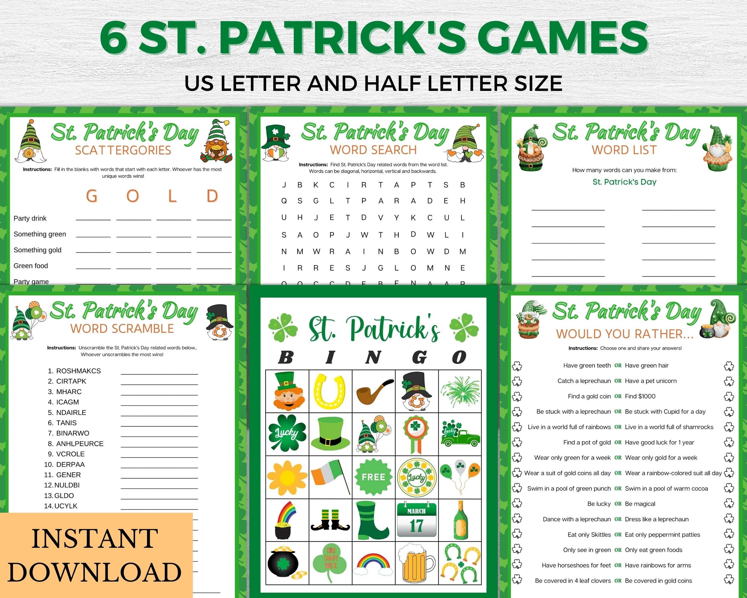 St Patricks Game Bundle Printable, St Pattys Games, St Patricks Day ...