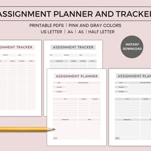 Assignment Planner, Assignment Tracker, Printable Assignment Tracker ...