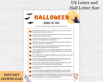 Halloween Printable, Kid's Halloween Printable, Riddle Me This ...