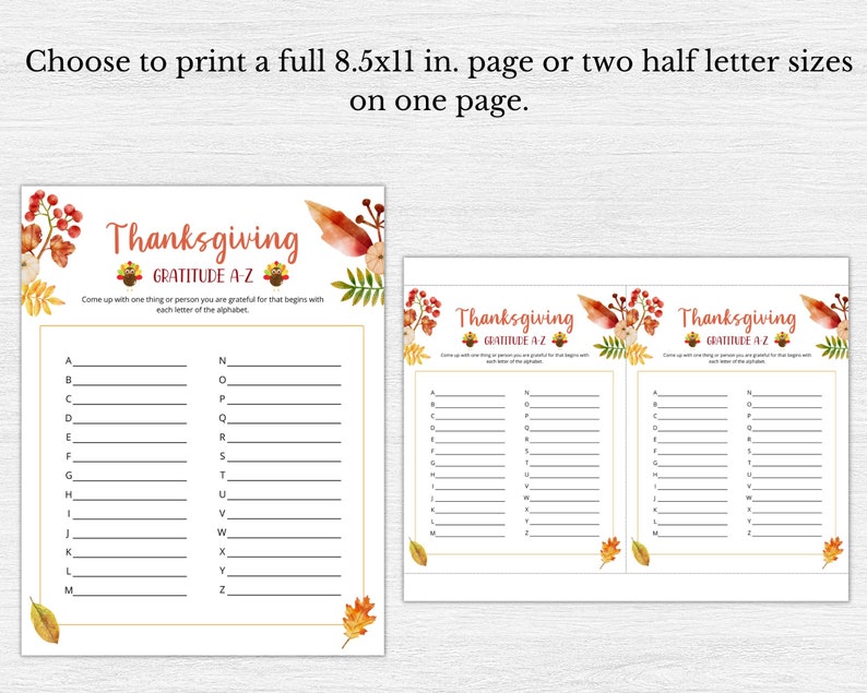 Thanksgiving Gratitude A-Z Printable, Gratitude A-Z Game, Thanksgiving ...