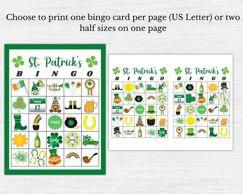 St. Patrick's Bingo Cards Printable, St. Patty's Games, St. Patrick's ...