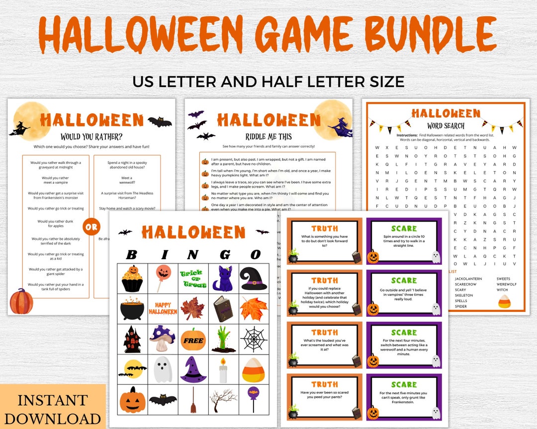 Halloween Game Bundle Printable, Halloween Games, Party Games, Bingo ...