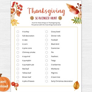 Thanksgiving Scavenger Hunt Printable, Scavenger Hunt, Thanksgiving ...