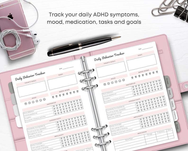 ADHD Behavior Tracker Printable, Daily Behavior Tracker, ADHD Symptom ...