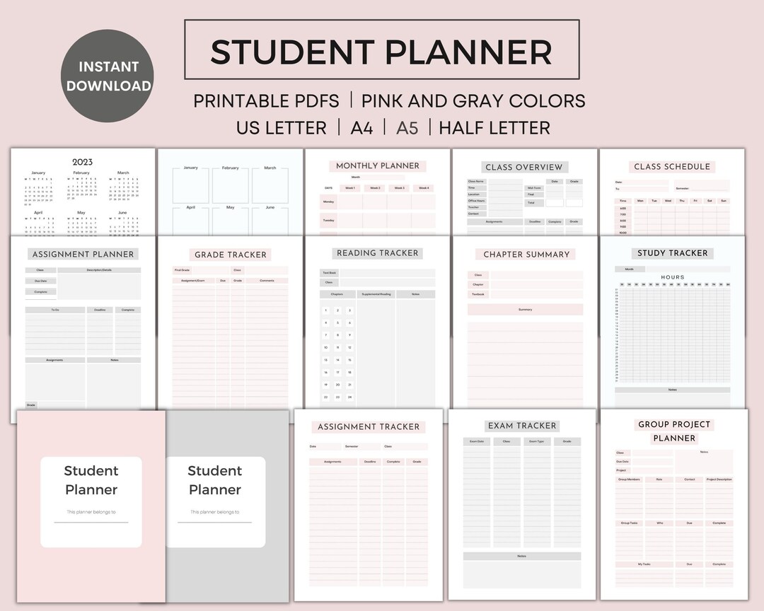 Student Planner Printable, Academic Planner, Class Schedule, 2023 ...