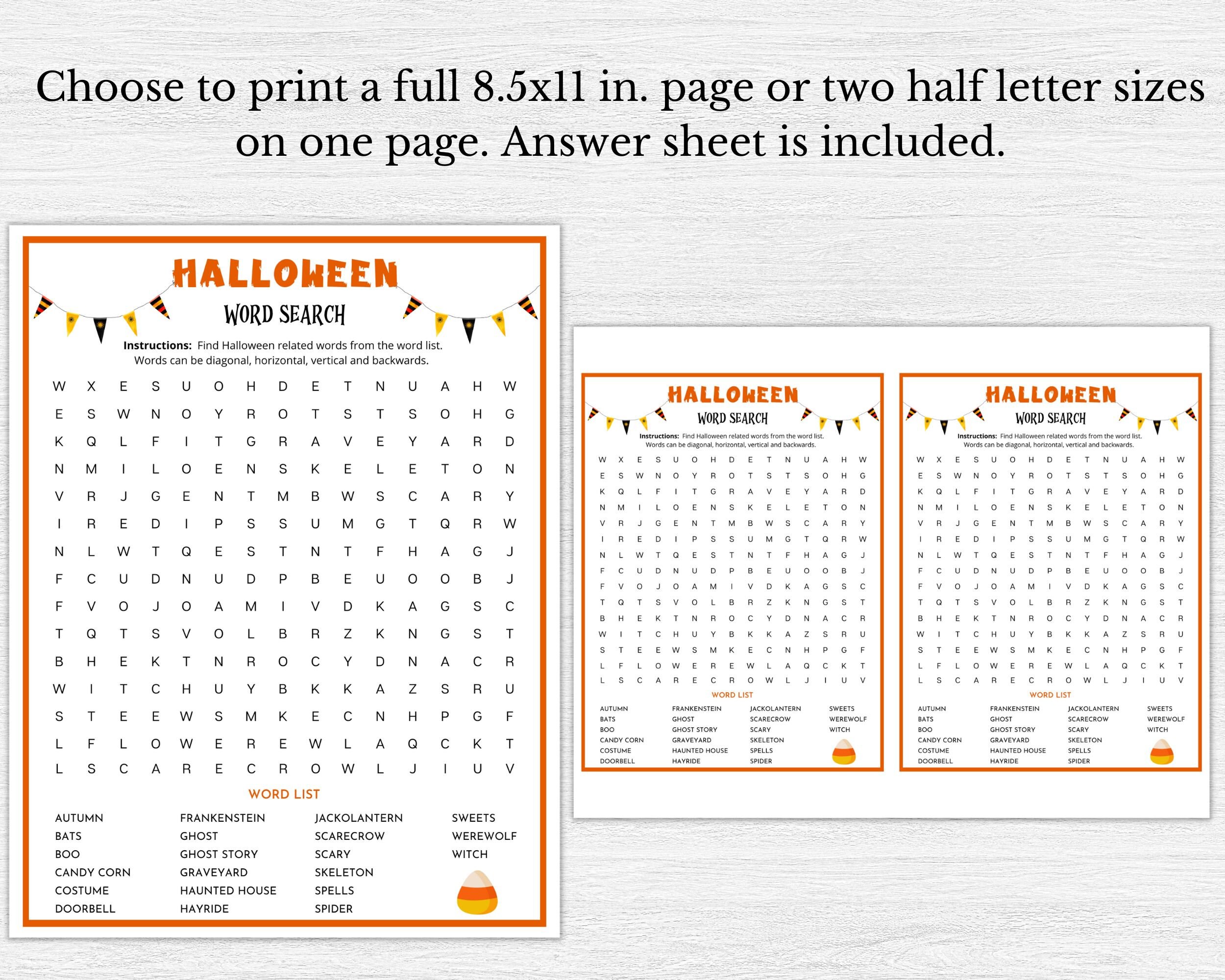 Halloween Word Search Printable, Halloween Word Find, Halloween Game ...