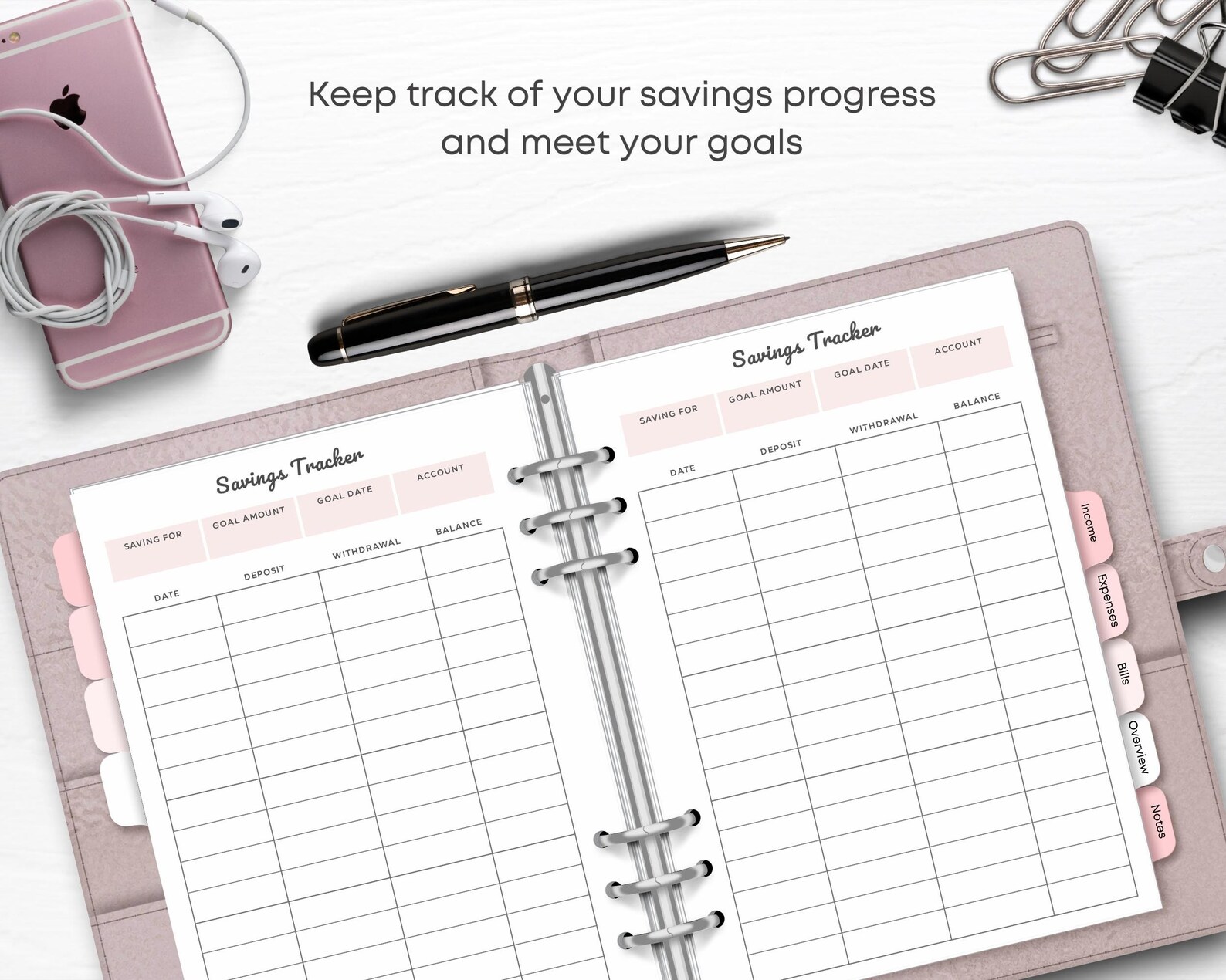 Savings Tracker Printable, Savings Goals, Planner Inserts, US Letter ...