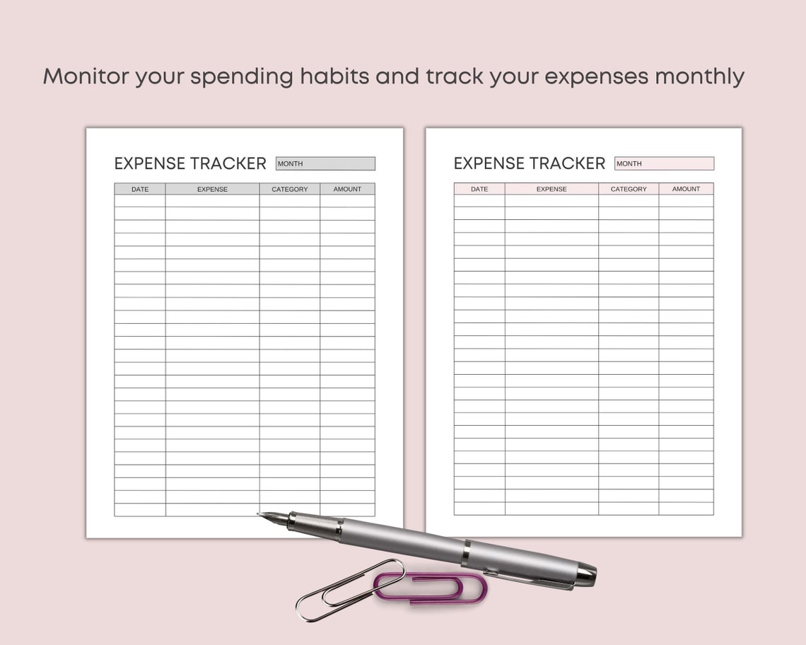 Expense Tracker Printable, Expense Log, Editable and Fillable PDF ...
