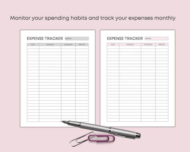 Expense Tracker Printable, Expense Log, Editable and Fillable PDF ...