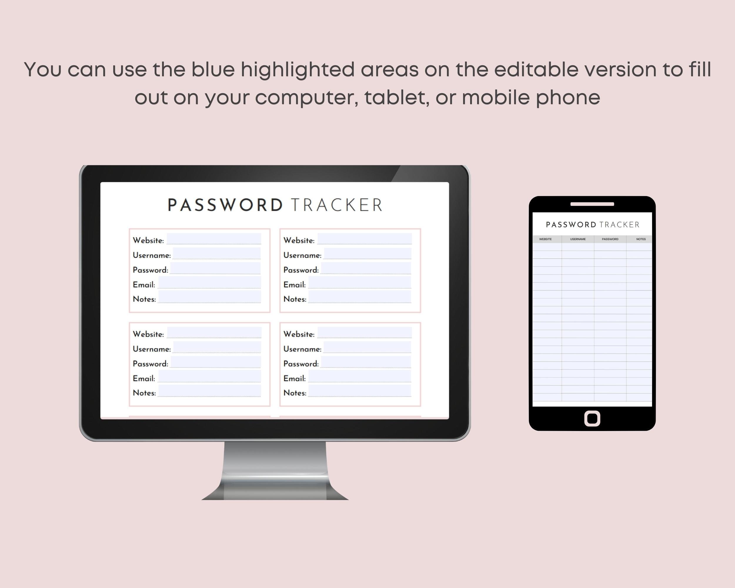 Password Tracker Printable, Password Log, Password Keeper, Password ...