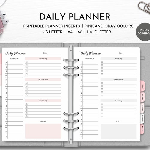 Daily Routine A4 US Letter Printable Planner Inserts - Etsy