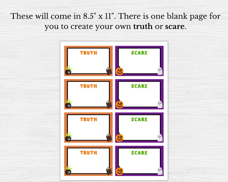 Halloween Truth or Scare Printable, Truth or Scare Game, Halloween ...