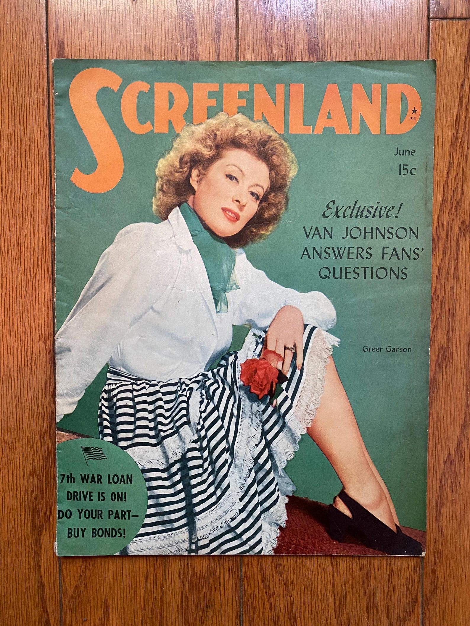 Screenland Vintage Magazine June 1945 Greer Garson Cover Rare Hollywood ...