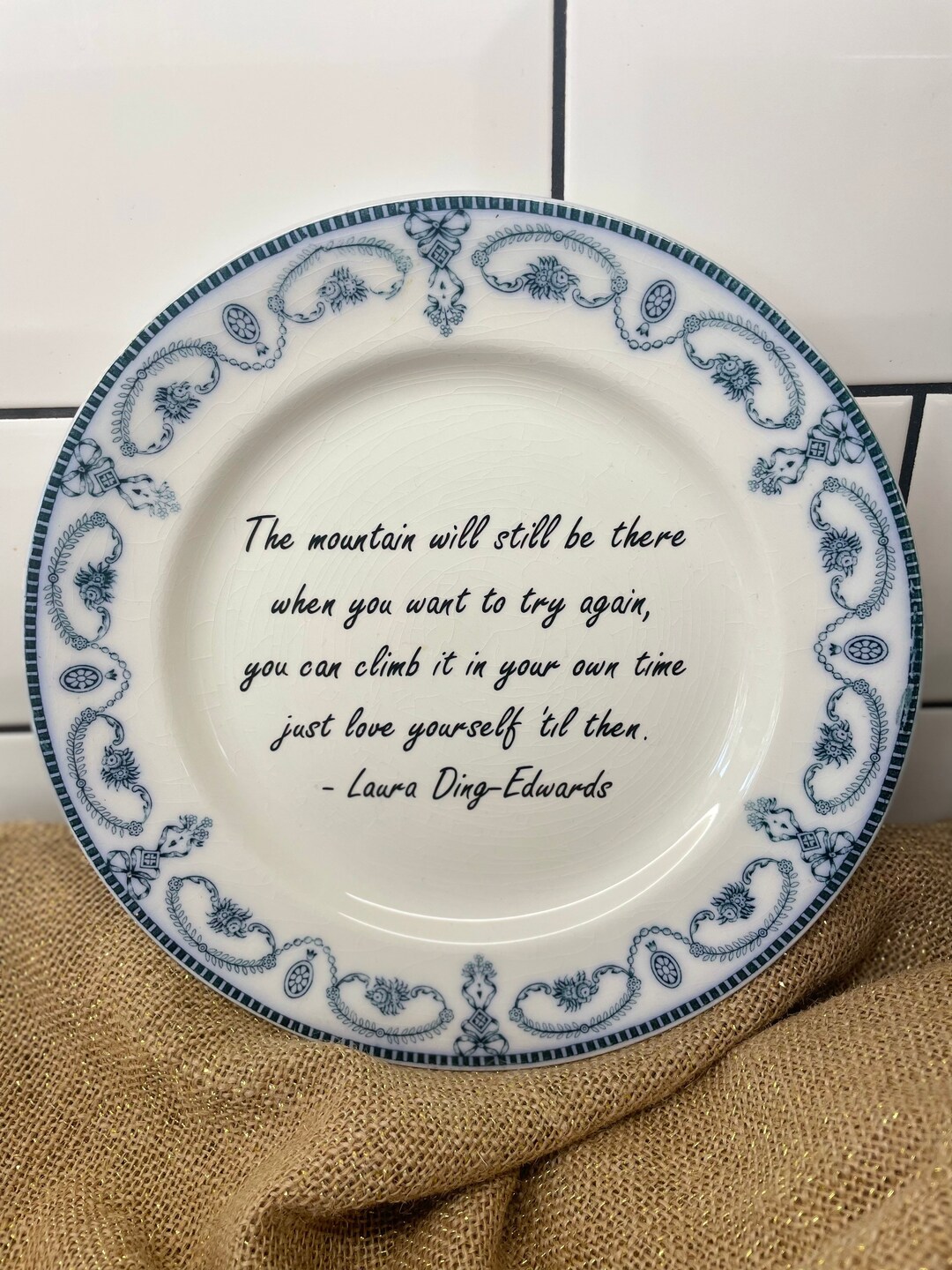 Laura Ding-edwards // the Mountain // Upcycled Vintage Plate // Poem on ...