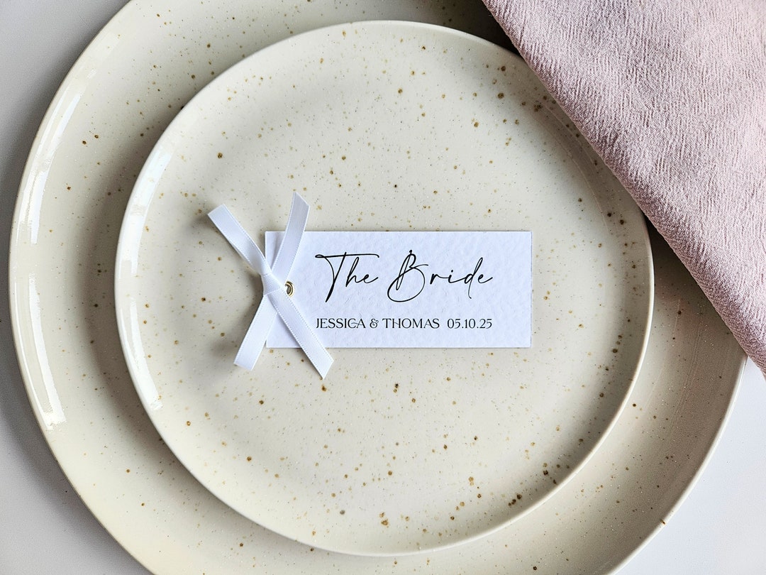 Bowed Wedding Table Place Names | Card and Bow Name Tags | Table ...