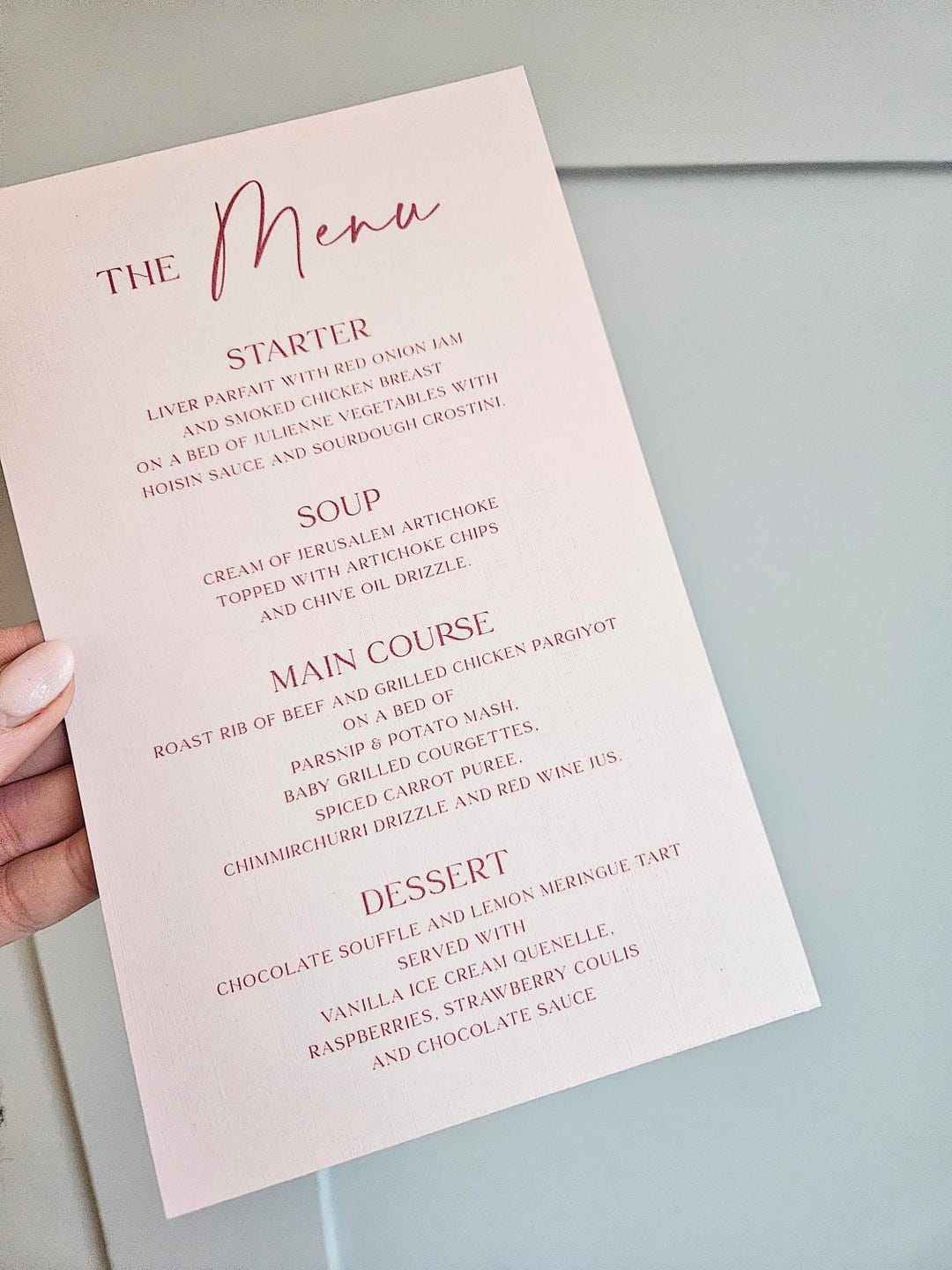 Wedding Menu | Blush Pink Party Menu | Personalised Menu Cards | Table ...