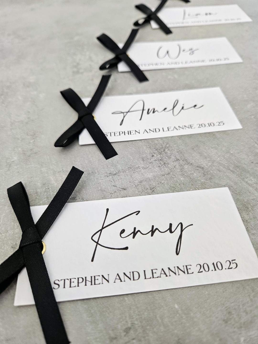 Bowed Wedding Table Place Names | Card and Bow Name Tags | Table ...