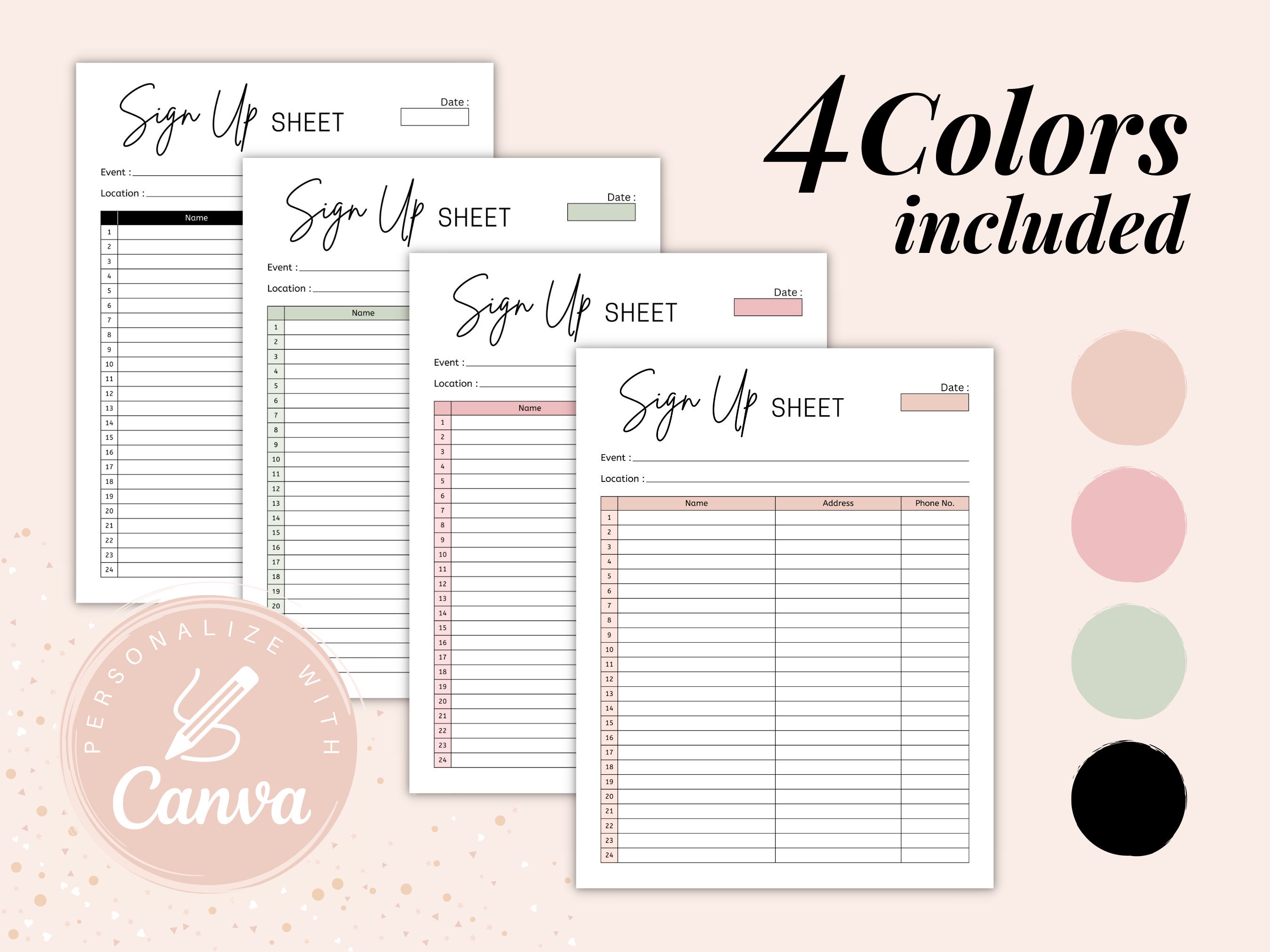 Canva Printable Sign up Sheet Sign up Template Event Sign up - Etsy ...