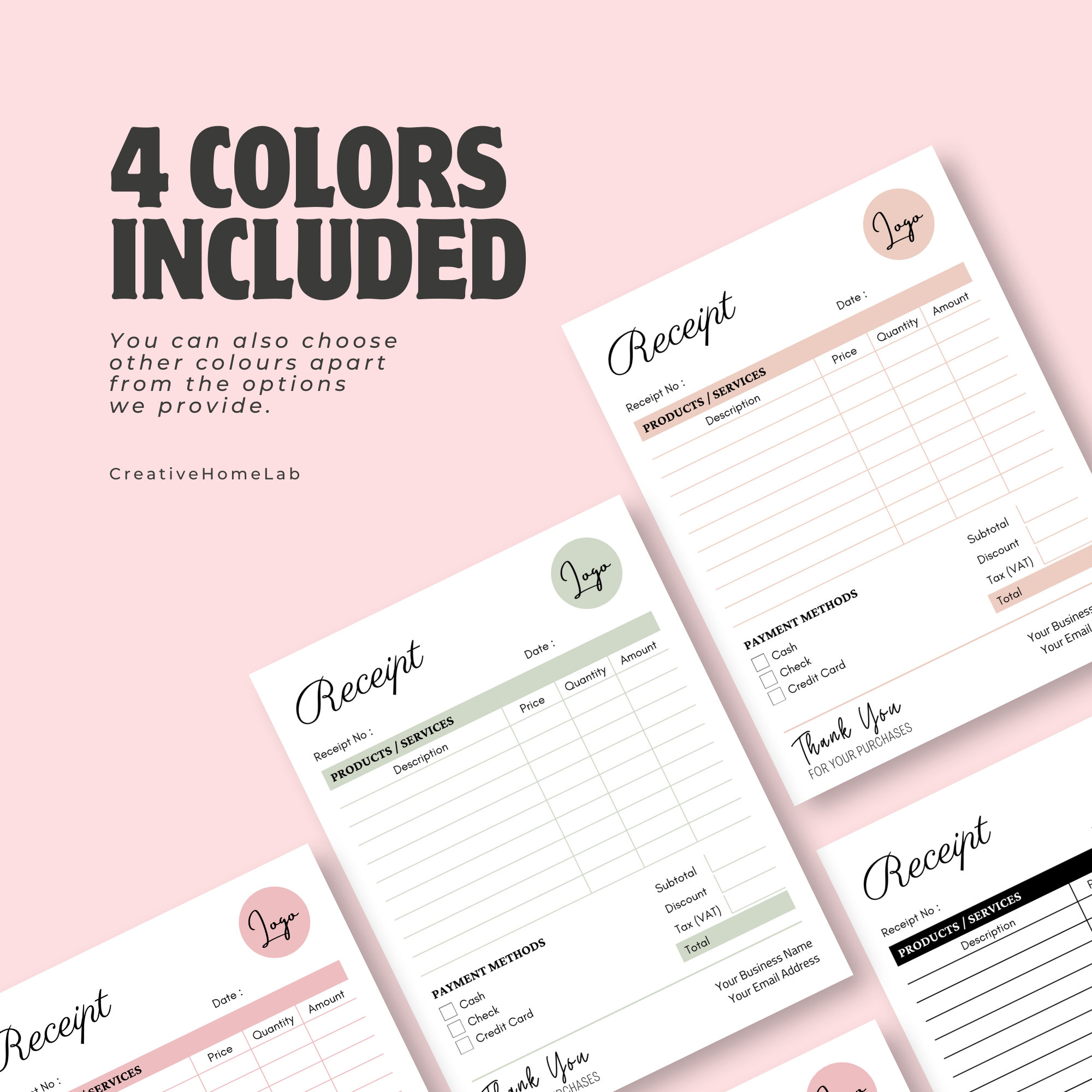 Canva Printable Receipt, Small Business Digital Receipt, Editable Sales ...