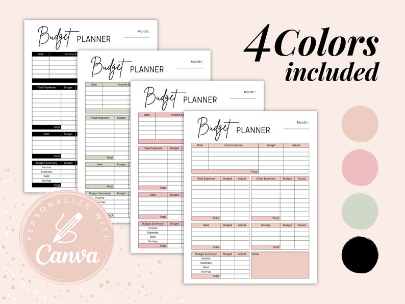 Canva Printable Budget Planner Finance Planner Template - Etsy