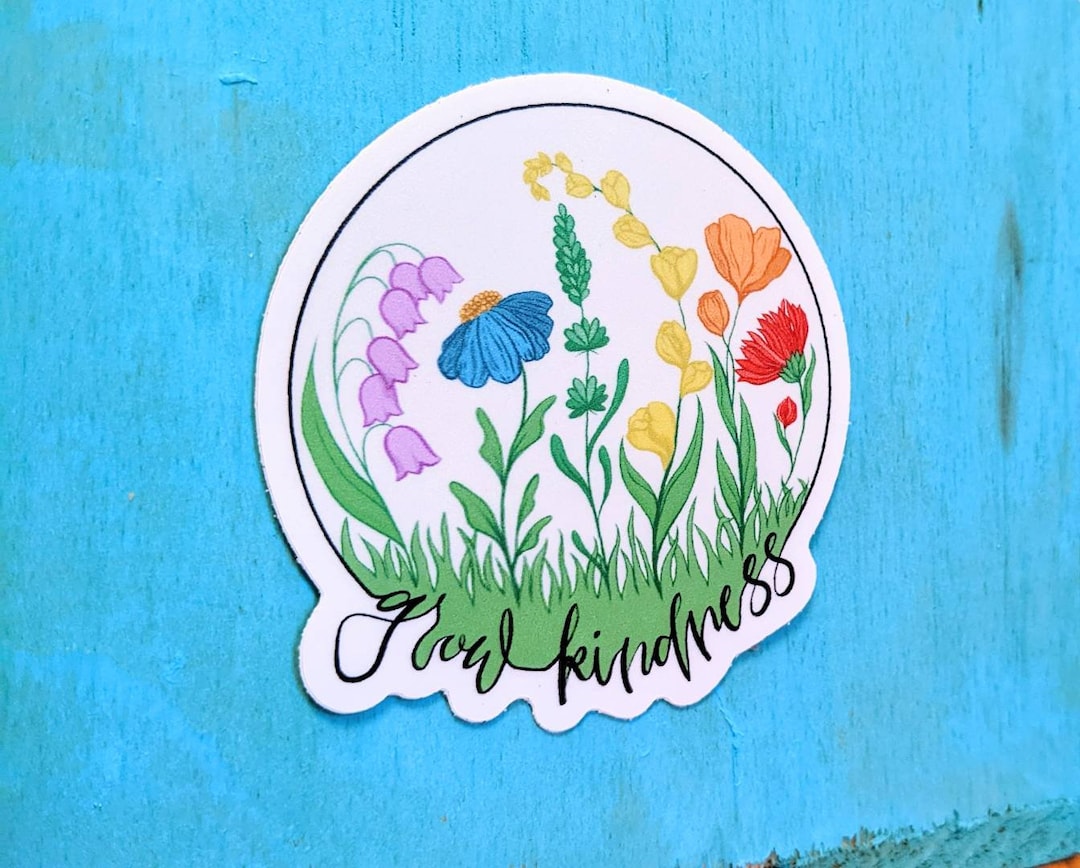 Grow Kindness Sticker, Rainbow Flowers, Flower Sticker, Garden Sticker ...
