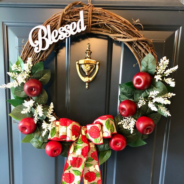 Red Apple Wreath - Etsy