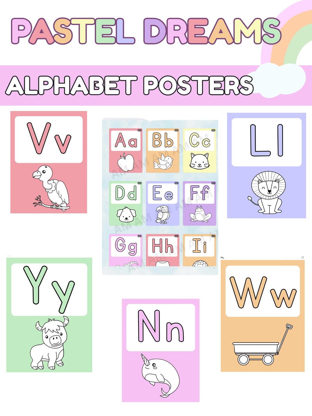Pastel Classroom Alphabet Posters - Etsy