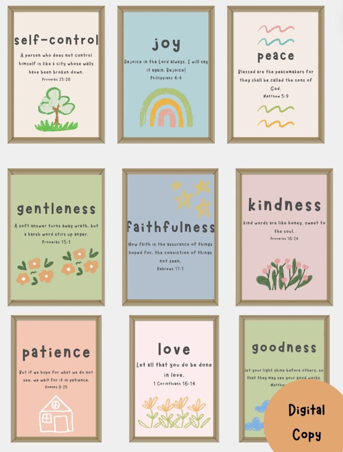Fruit of the Spirit Bible Verse Posters - Etsy