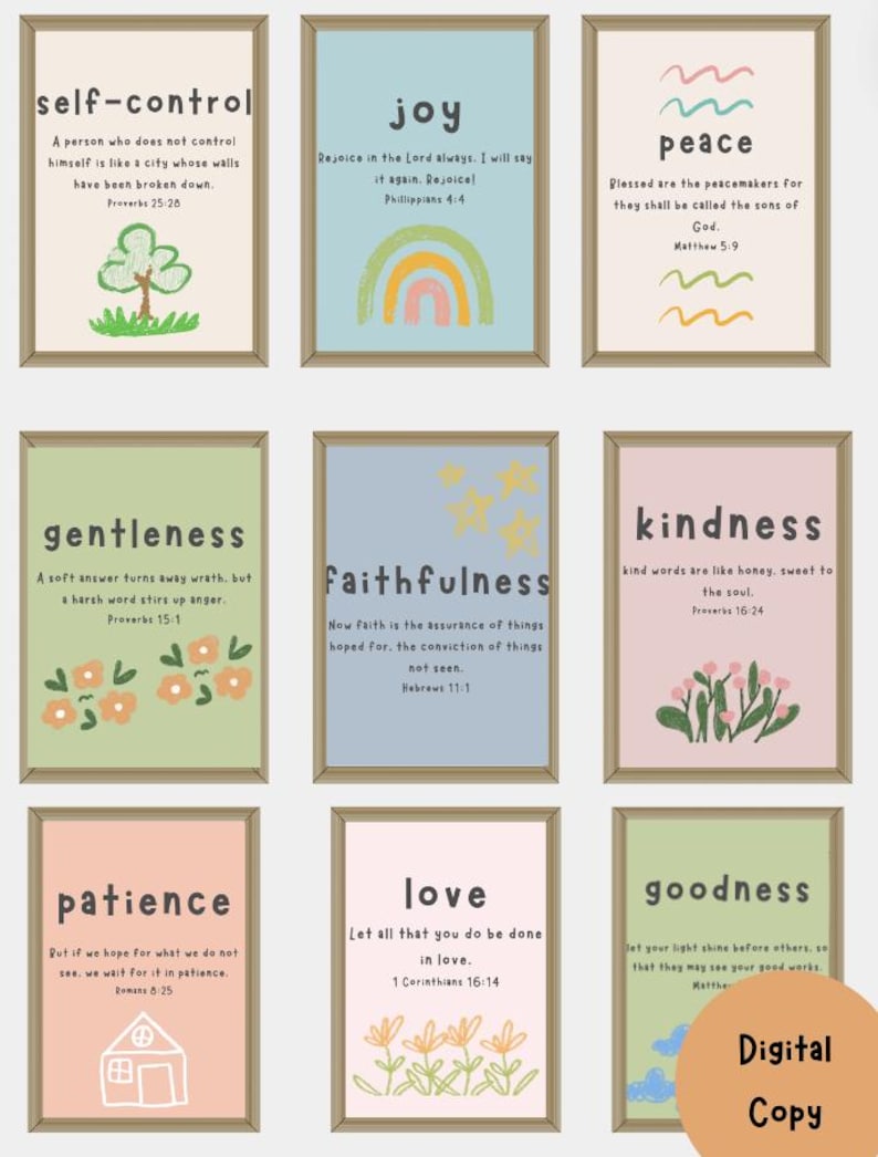 Fruit of the Spirit Bible Verse Posters - Etsy