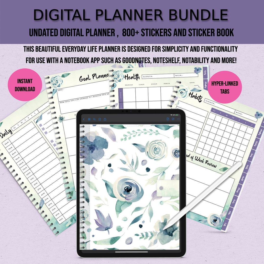 Undated Digital Planner, iPad Planner, Goodnotes Planner, Digital ...