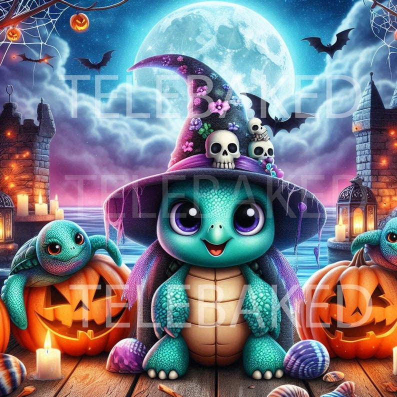 Digital Svg,pdf,png / Cute Halloween Turtle Printable Digital Art ...