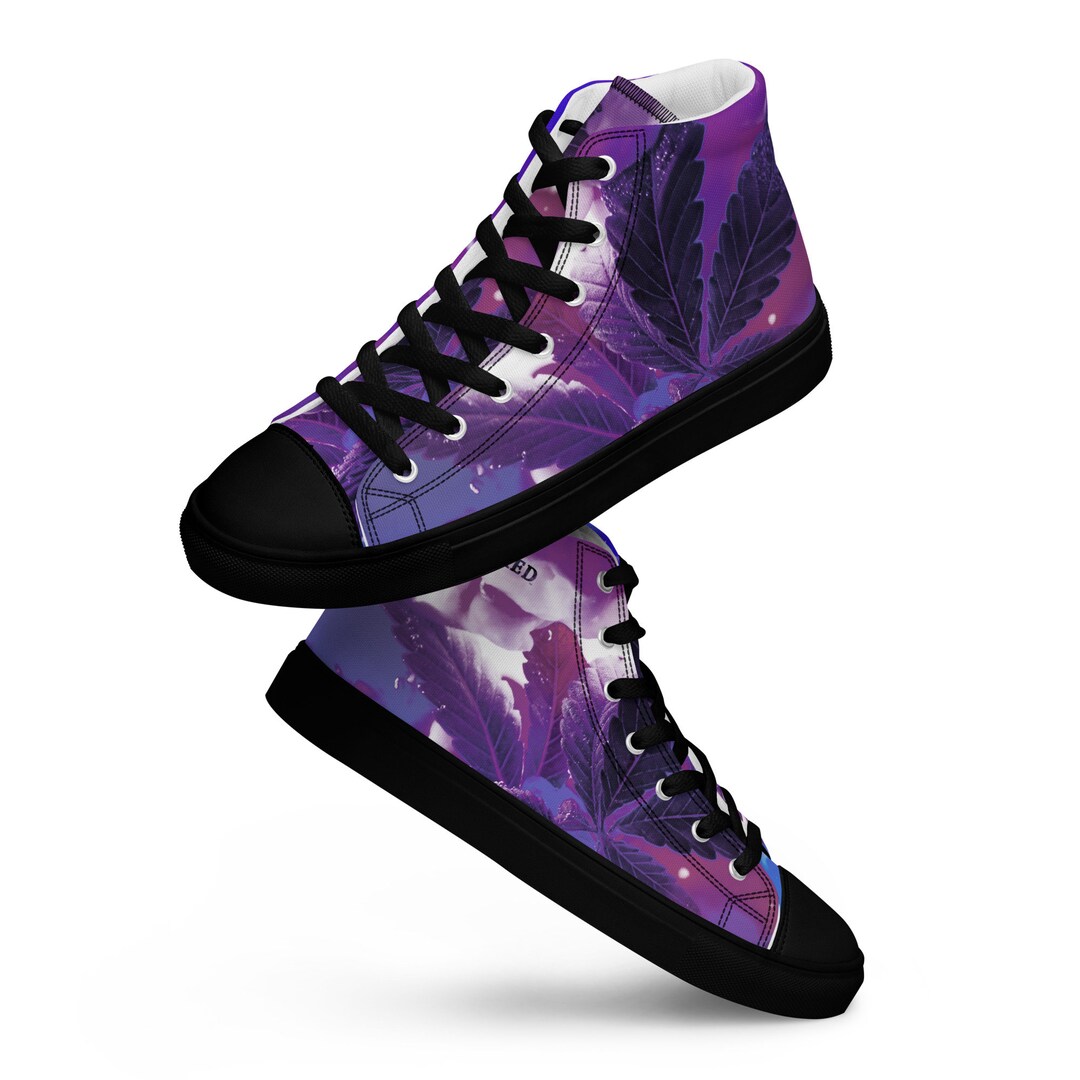 Men's Shoes for Cannabis Loving Stoner Wearable Marijuana Art purple ...