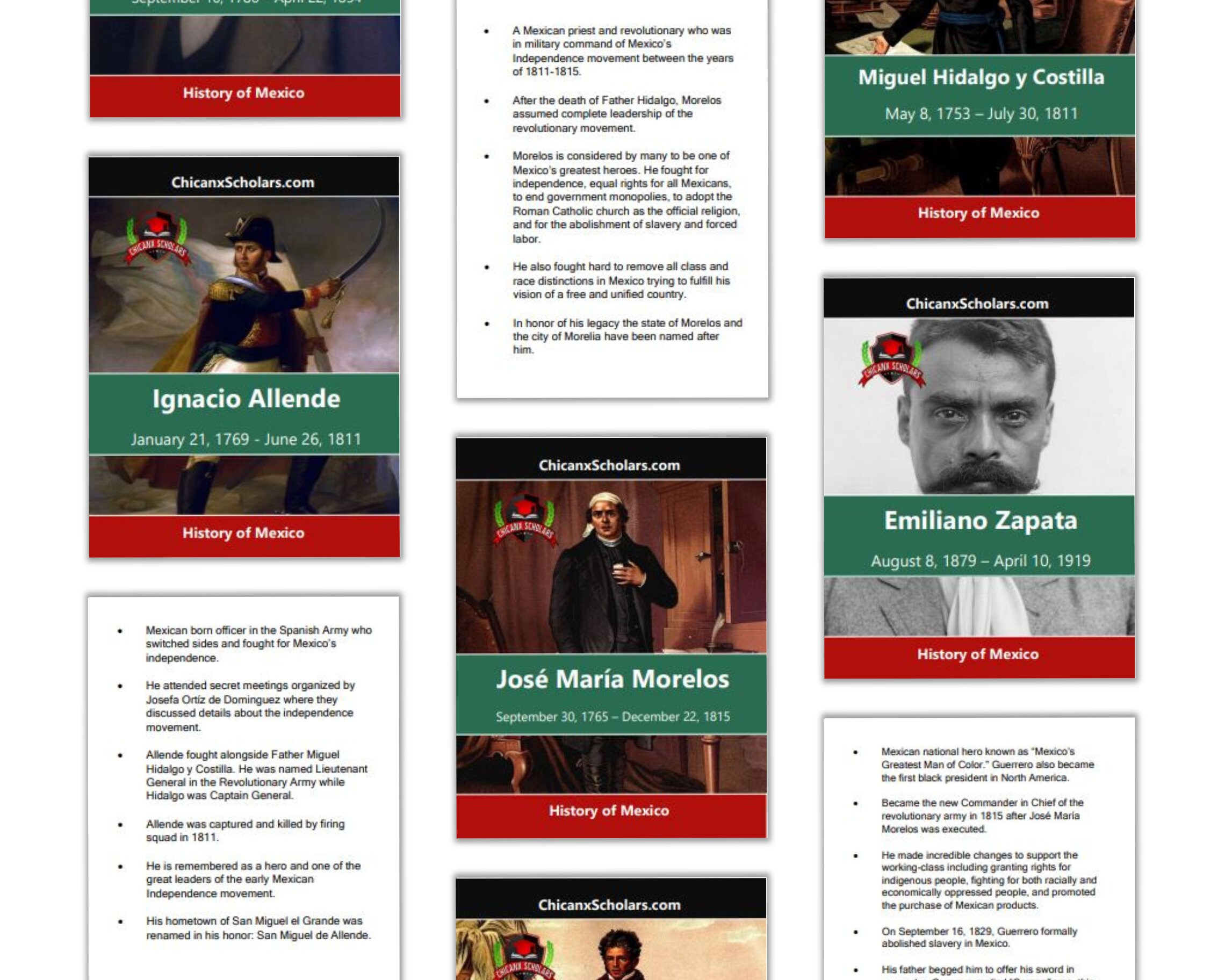 50+ Mexican History Cards | Quiz & Answer Key Included | Hispanic ...