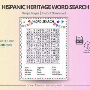 Hispanic Heritage Word Search | Latino History Word Search Page | Fun ...