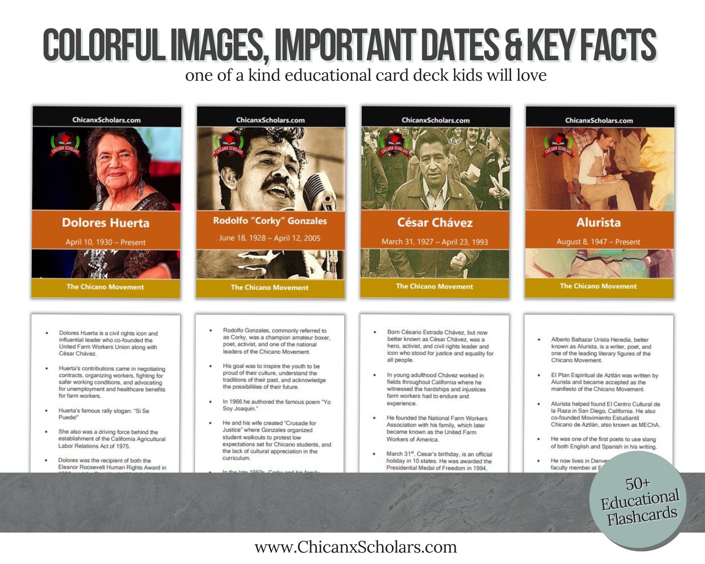 CHICANO, HISTORY Books, Flash CARDS, Hispanic Heritage Month Bulletin ...