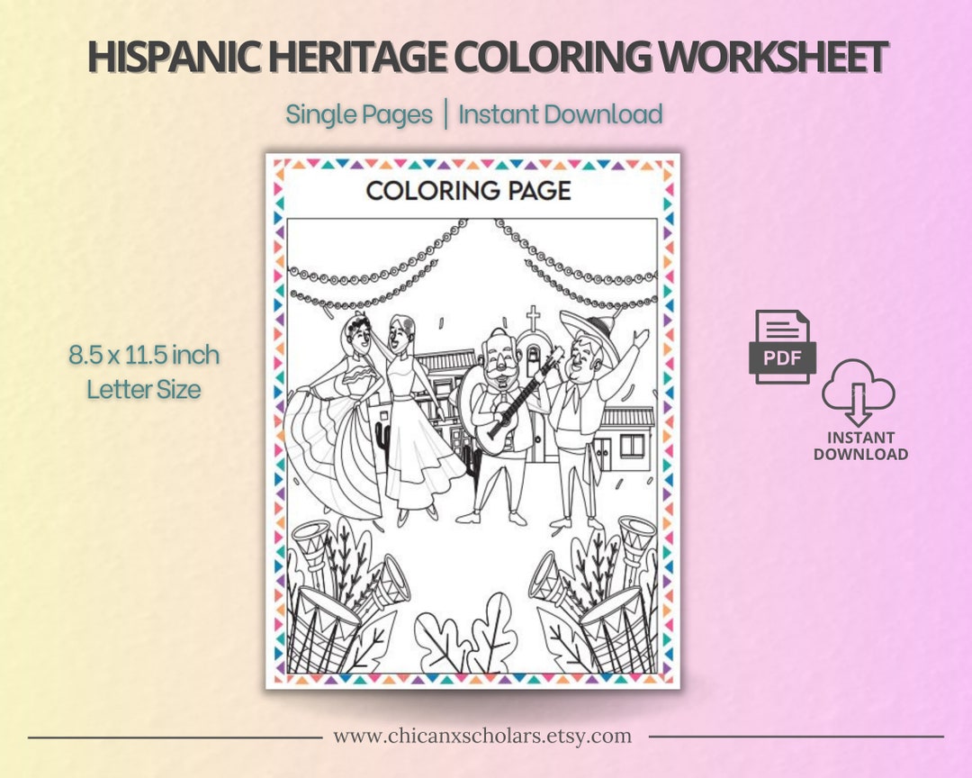 Hispanic Heritage Coloring Worksheet | Latino History Coloring Page ...