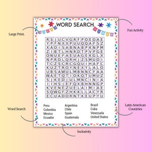 Hispanic Heritage Word Search | Latino History Word Search Page | Fun ...