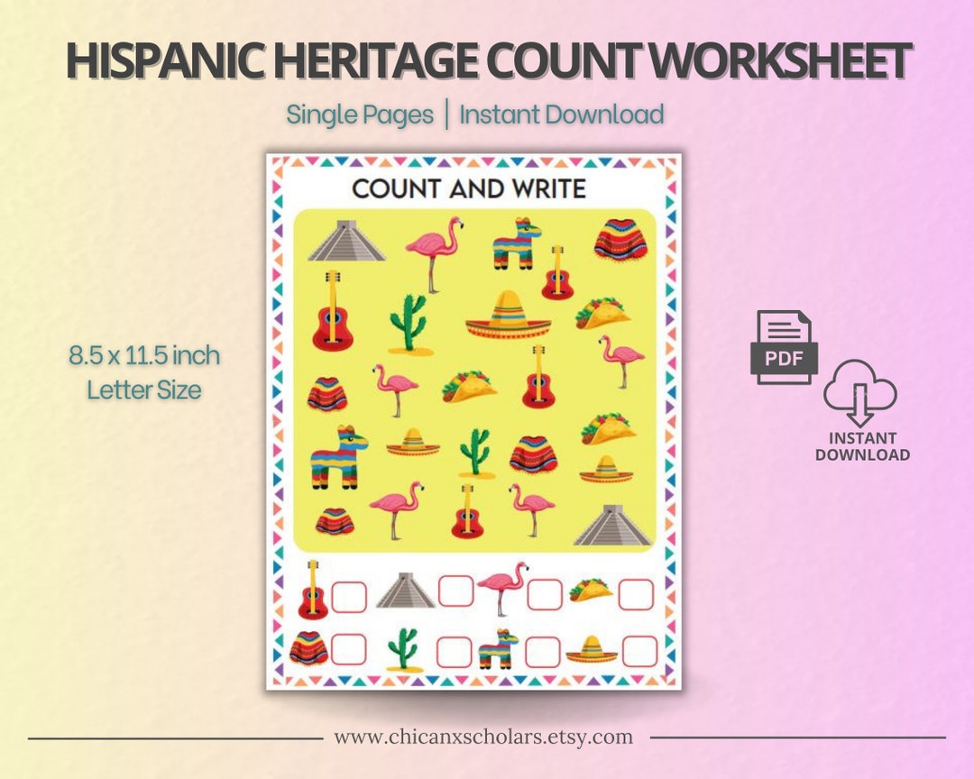 Hispanic Heritage Counting Worksheet | Latino History Counting Game ...