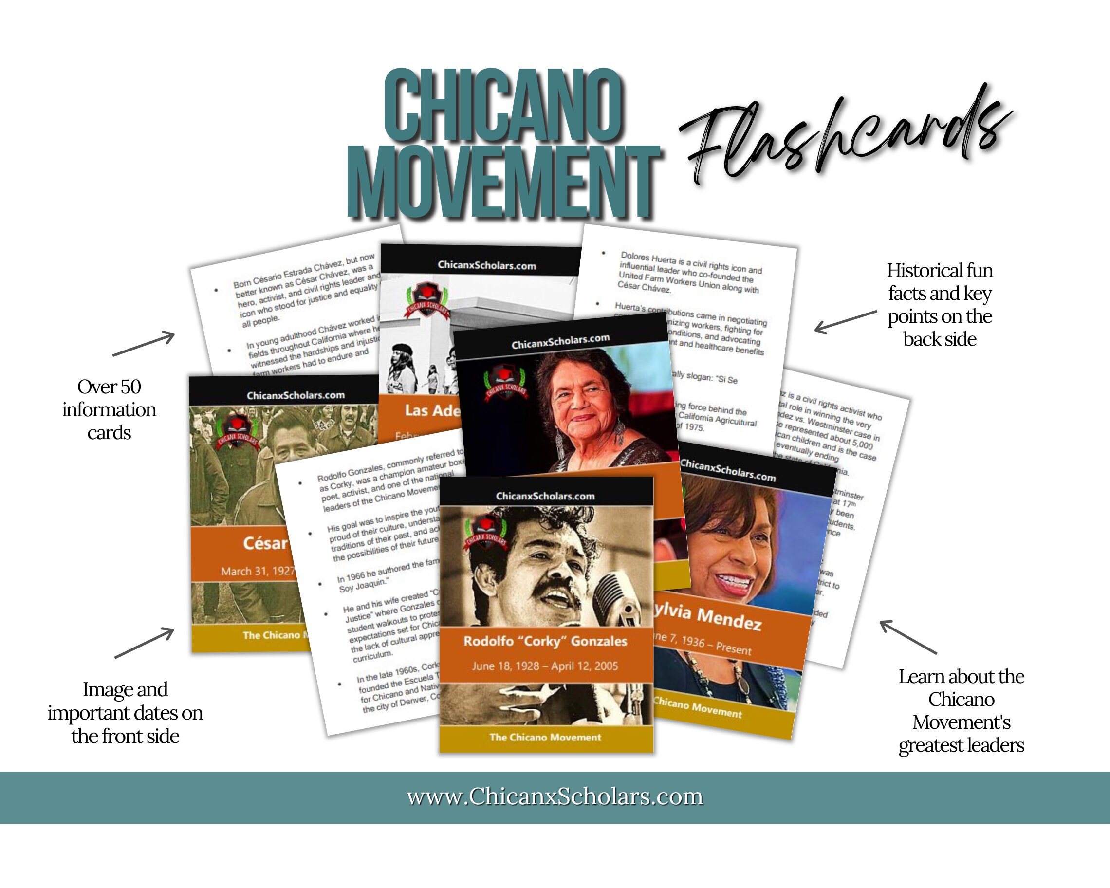 CHICANO, HISTORY Books, Flash CARDS, Hispanic Heritage Month Bulletin ...