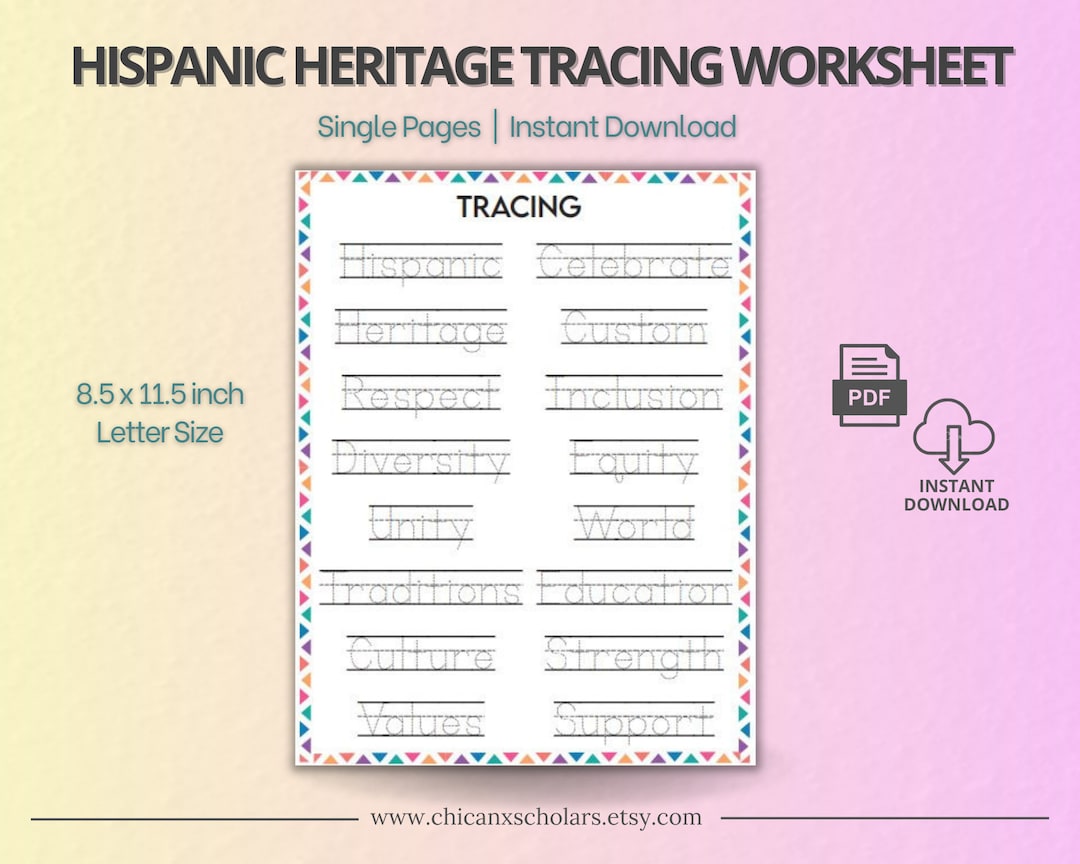 Hispanic Heritage Month Worksheet | Latino History Tracing Games | Fun ...