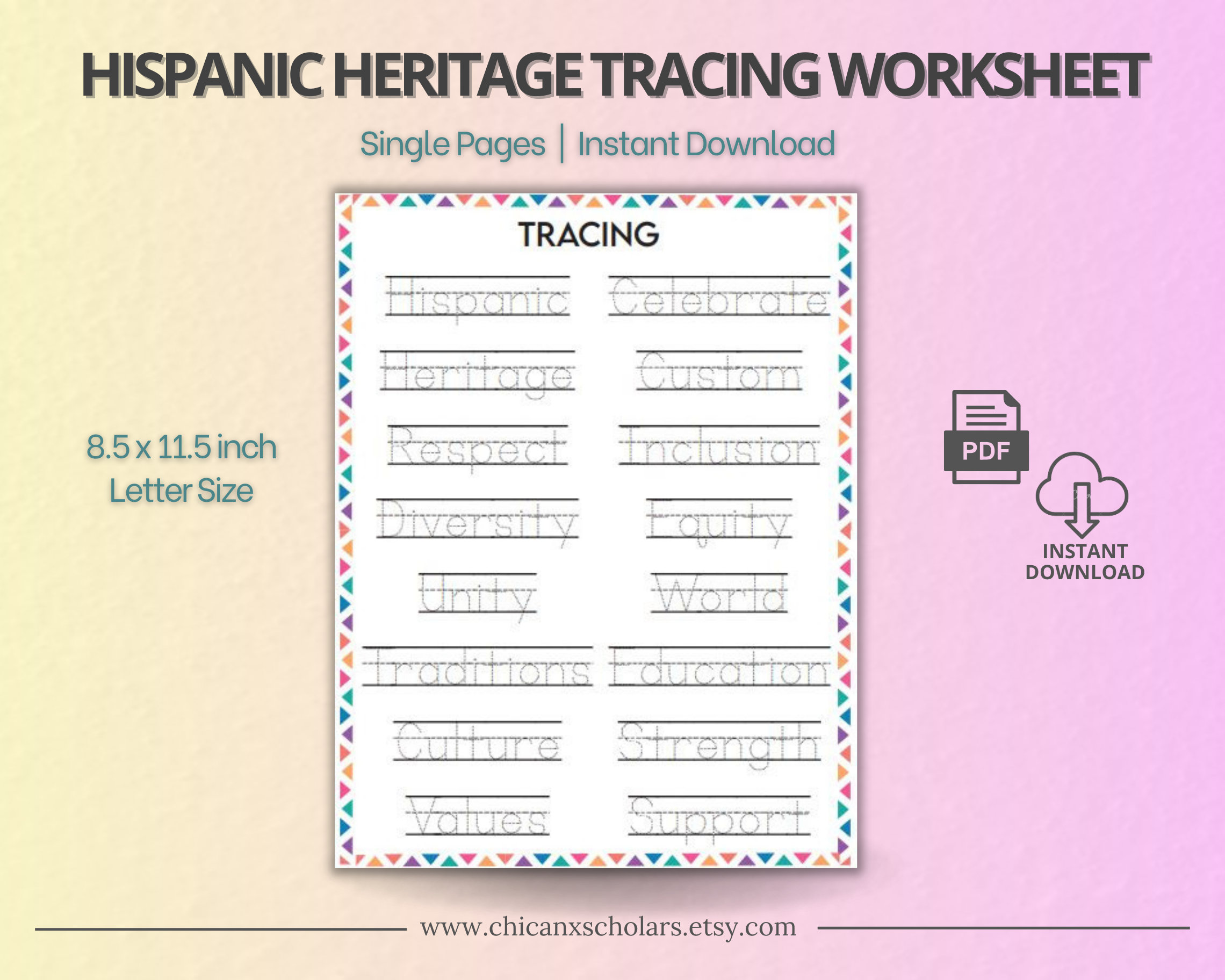 Hispanic Heritage Month Worksheet | Latino History Tracing Games | Fun ...