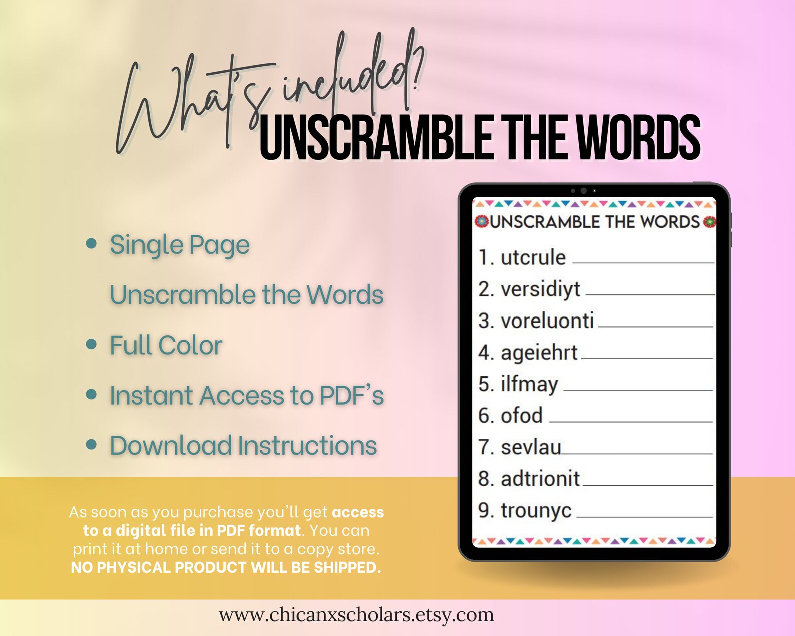 Hispanic Heritage Unscramble Worksheet | Latino History Unscramble Page ...