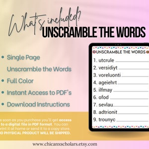 Hispanic Heritage Unscramble Worksheet | Latino History Unscramble Page ...